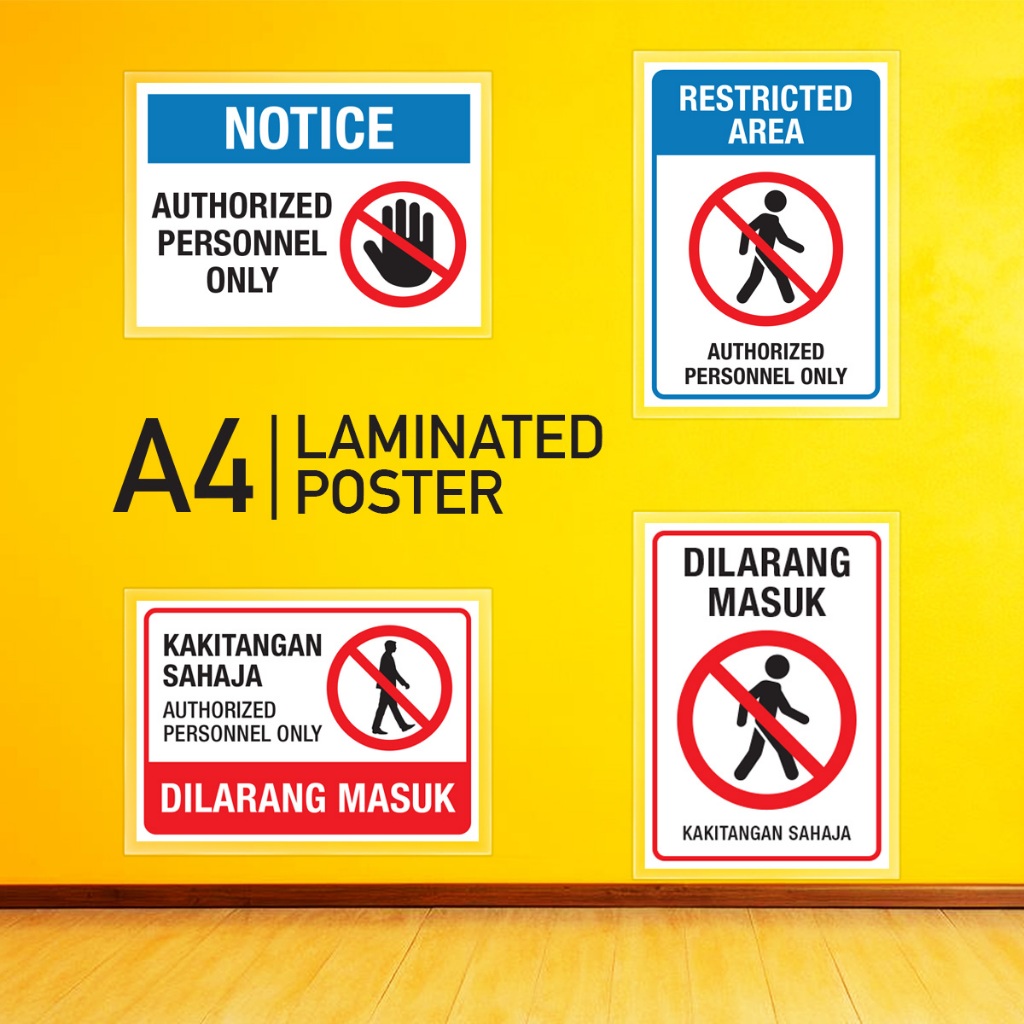 [Laminated Poster] A4 Size Papan Tanda Signage Dilarang Masuk/No Entry ...