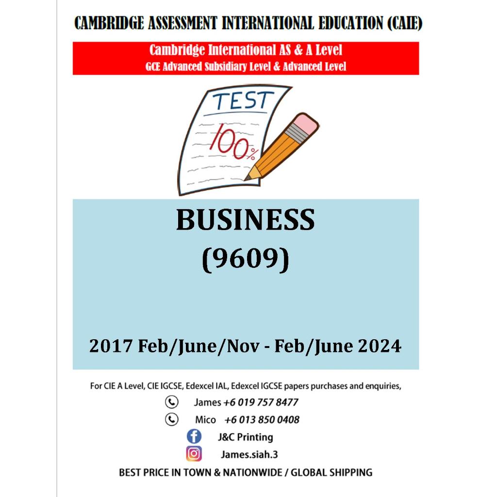 Cambridge A Level Past Year Papers Business 9609 (PAPER 1,2,3 ...
