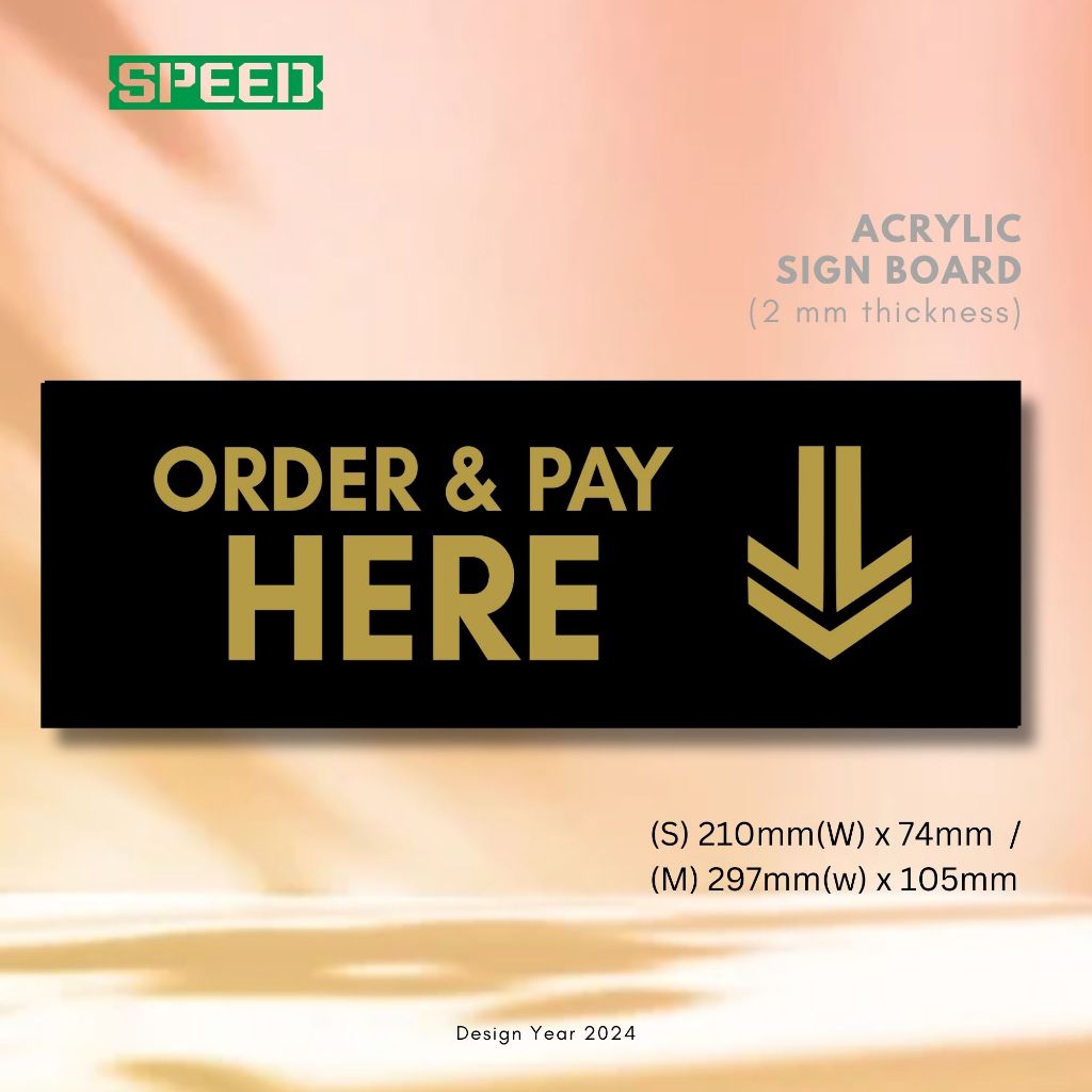 Order & Pay Here Acrylic Board Sign 297mm x 105mm or 210mm x 74mm ...
