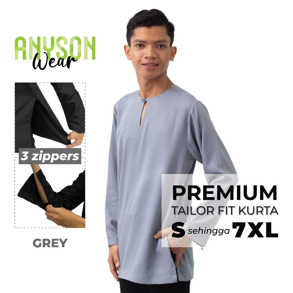 Anyson WEAR Baju Raya Kurta Teluk Belanga Kolar Adult Men - 7XL Plus ...