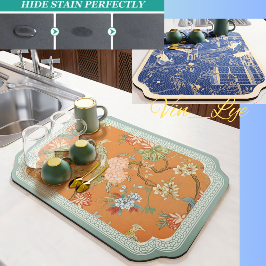 Mat Meja Dapur menyerap air Kitchen Table Mat counter top drain mat ...