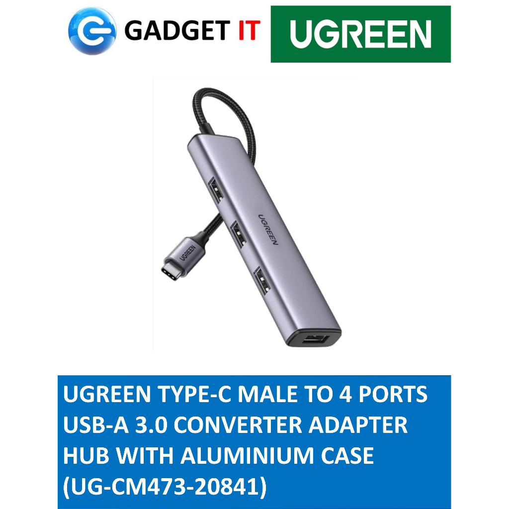 UGREEN TYPE-C MALE TO 4 PORTS USB-A 3.0 CONVERTER ADAPTER HUB WITH ...