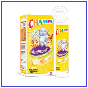 Champs Multivitamin Plus Lysine & Prebiotics Effervescent 30Tablets ...