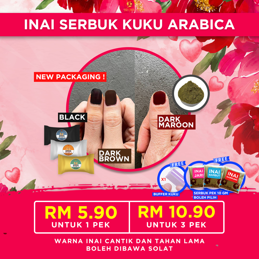 3 Packs RM 10 | Arabica Nail Inai Is Durable, Not Easy To Fade ...
