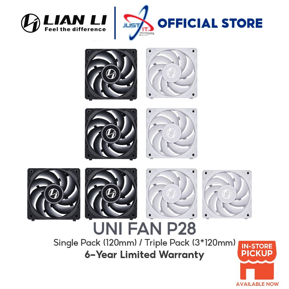 LIAN LI UNI FAN P28 120mm CASING FAN (SINGLE PACK / TRIPLE PACK) - BLACK / WHITE | Shopee Singapore