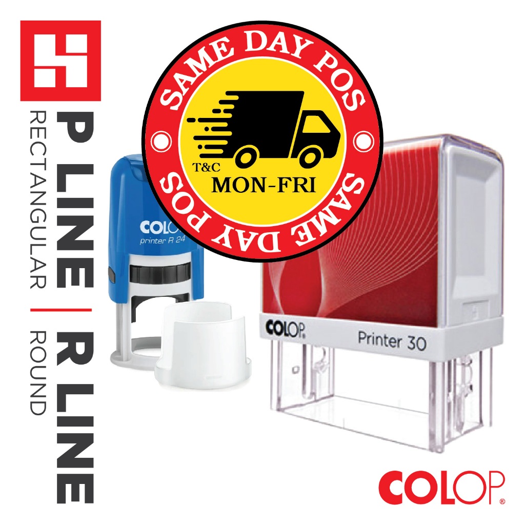 SAME DAY POS * Rubber Stamp * COLOP Printer Line | Round Stamp Self-Inking Stamp P10 | P20 | P30 ...