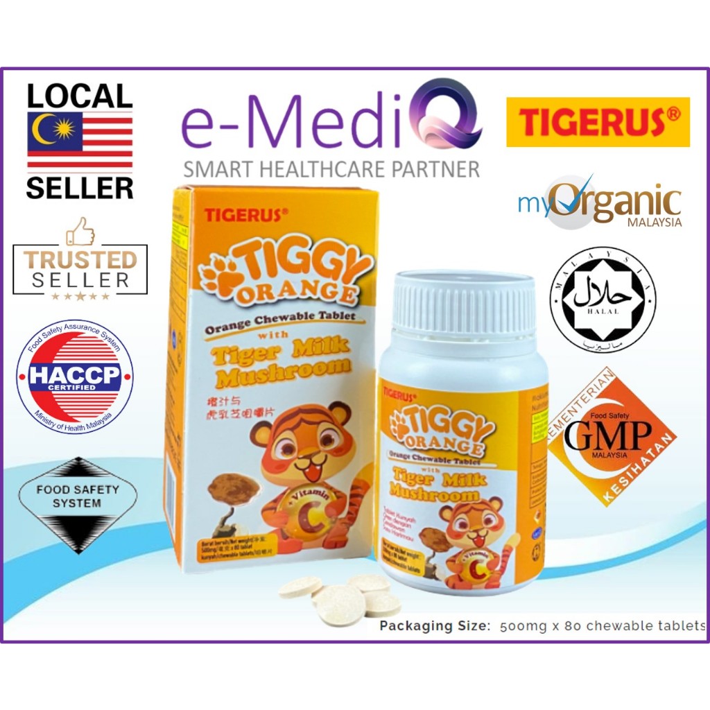Tigerus Tiggy Orange Chewable 500mg x 80's Tablets (With Tiger Milk ...