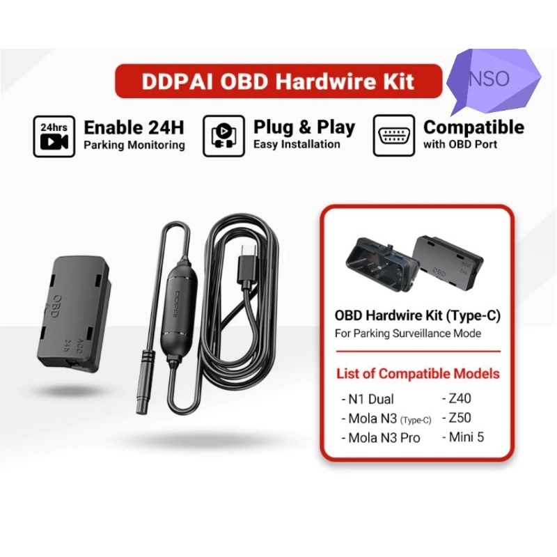 New DDPAI OBD TYPE C Intelligent Hardwire Kit (24 hours parking ...