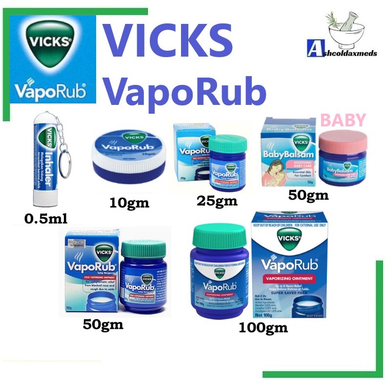 VICKS VAPORUB 10G, 25G, 50G, 100G / INHALER 0.5ML / BABY BALSEM ...