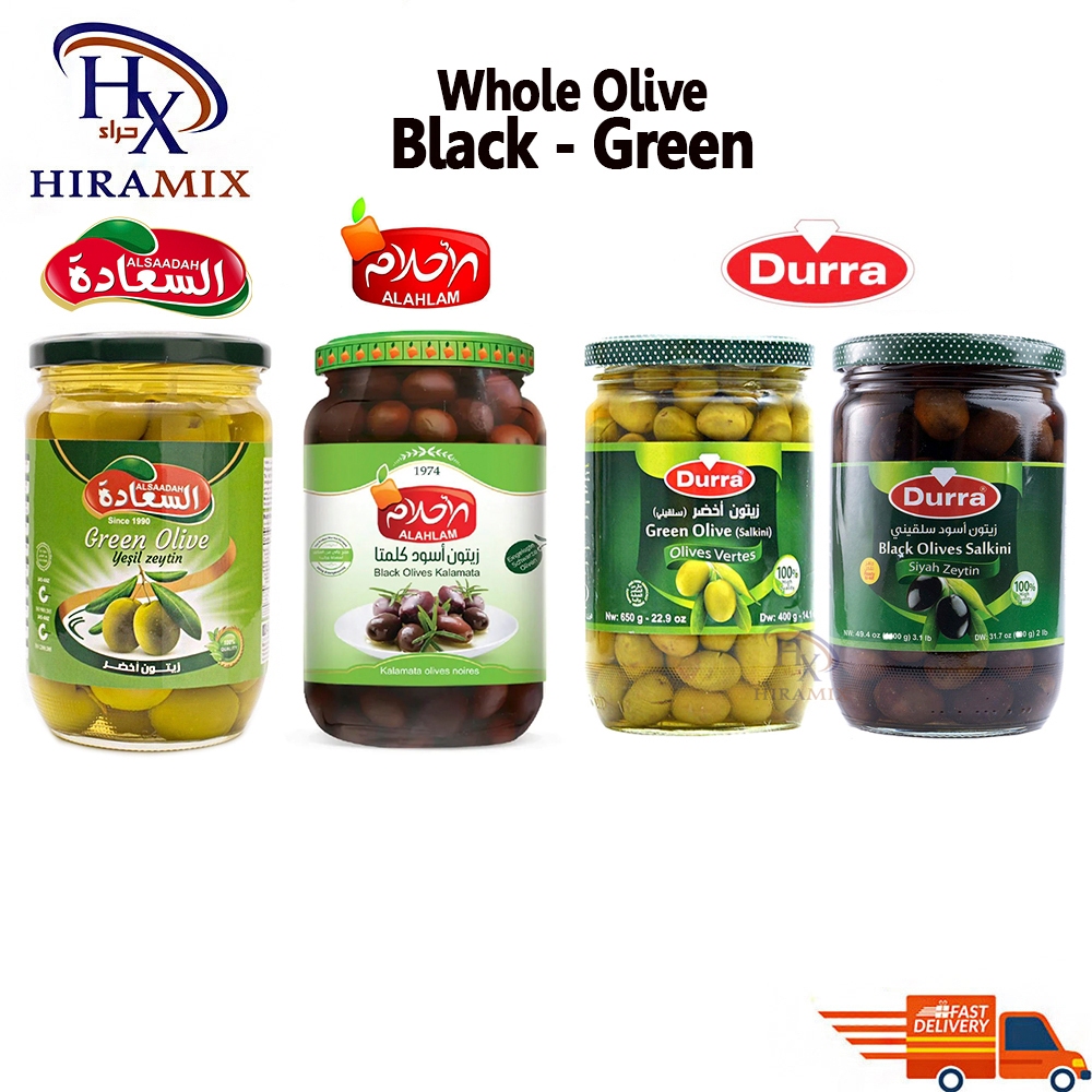 Durra Salkini Green Olives | Whole Black Olives Sliced Olives | Zaitun ...