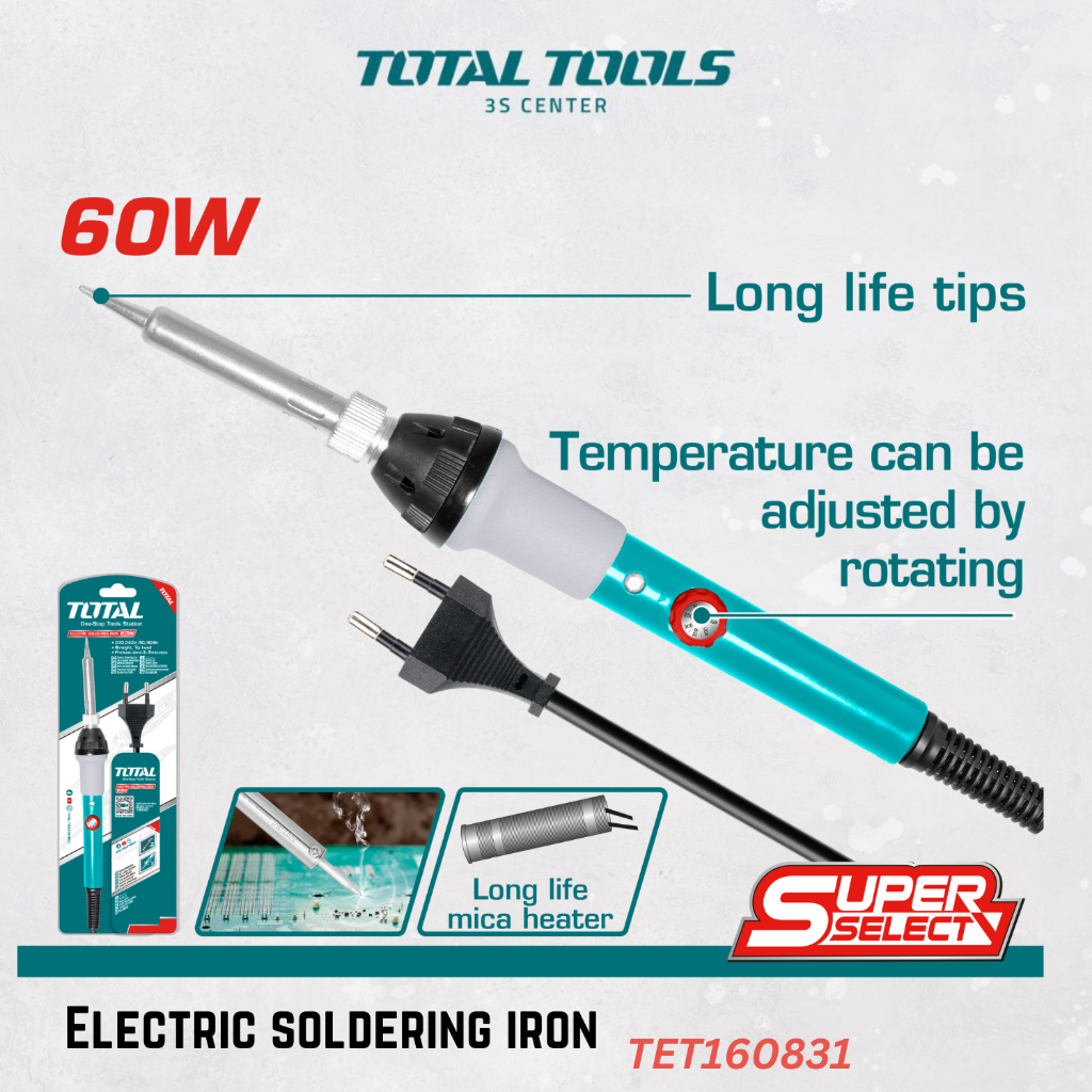 TOTAL Electric soldering iron 60 Watt ( Temperature Adjustable ) 烙铁台 ...