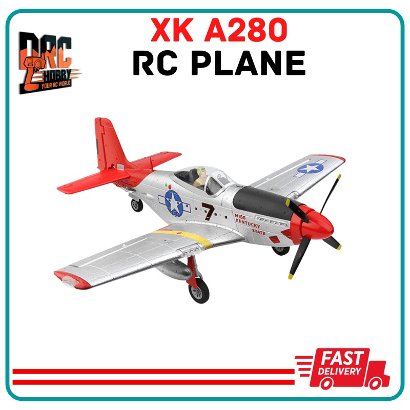 WLtoys XK A280 RC Airplane P51 Fighter Simulator 2.4G 3D6G Mode Aircraft with LED Searchlight ...