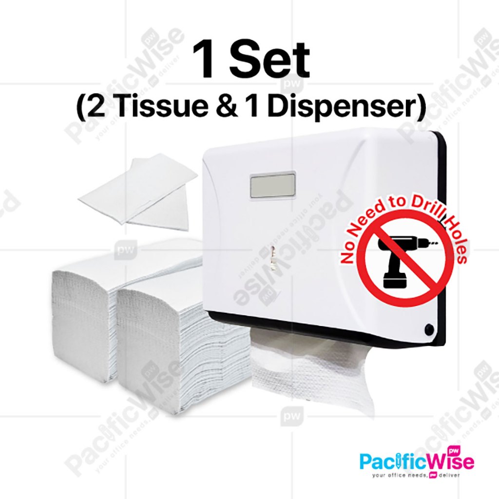 Inter Fold Tissue (2 Packs) + Dispenser (1 Pc) Set/Tuala Tangan ...