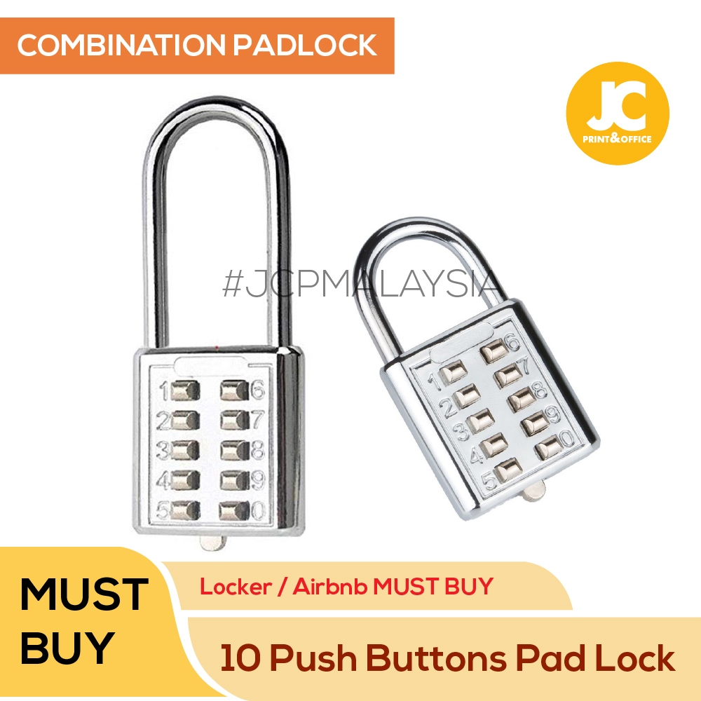 JCP x Combination Padlock 10 Digit Push Numbers Button Combination Pad ...