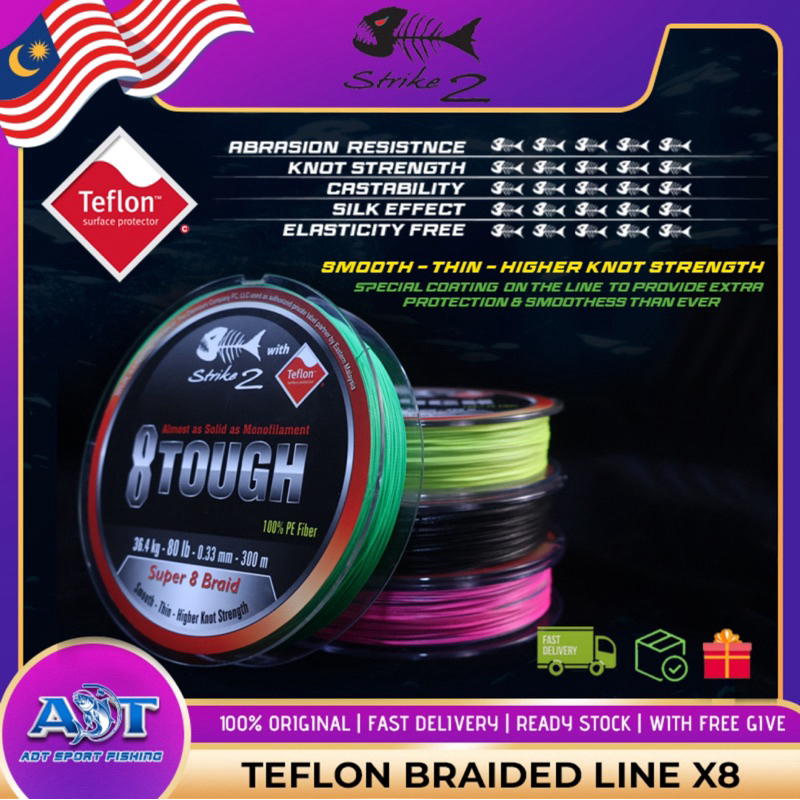 STRIKE 2 SOLID BRAIDED LINE 8 TOUGH X8 Braided Line 150m 300m | Shopee ...