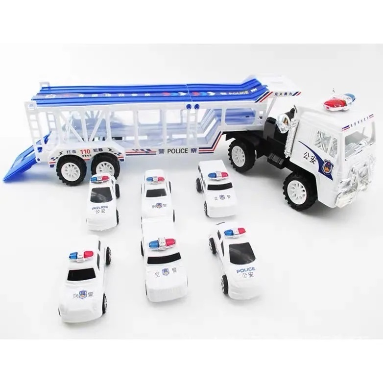 Police Double Decker Truck Trailer Police With 6 Car Vehicle | Shopee ...