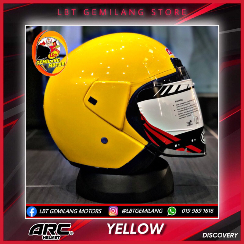 ARC HELMET DISCOVERY [YELLOW] FIBERGLASS | Shopee Singapore
