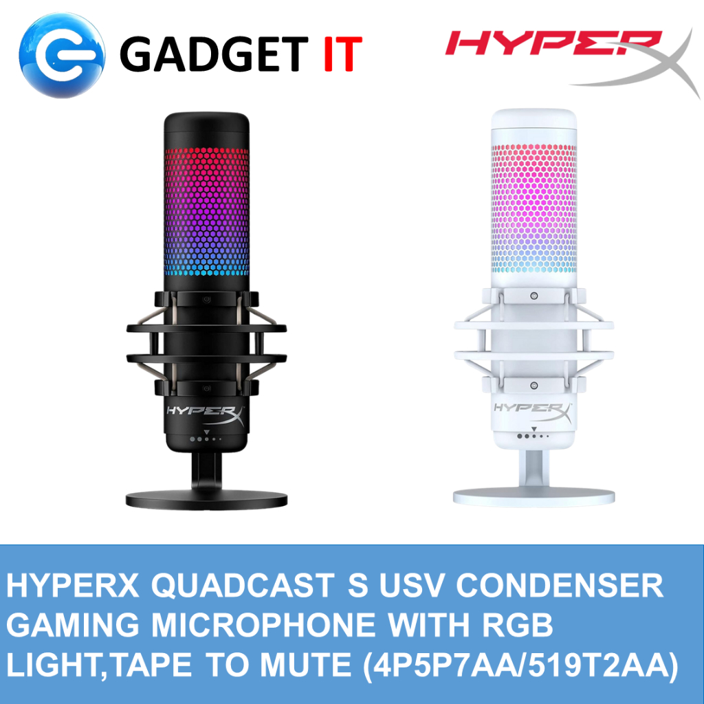 HYPERX QUADCAST S USV CONDENSER GAMING MICROPHONE WITH RGB LIGHT,TAPE ...