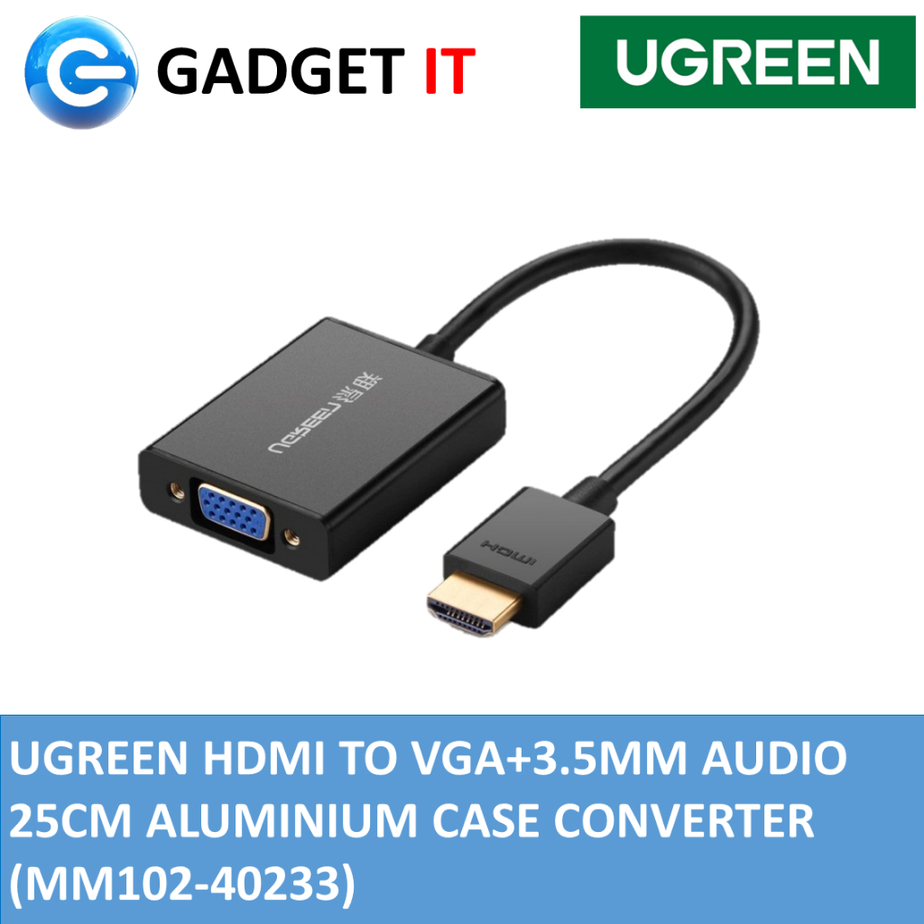 UGREEN HDMI TO VGA+3.5MM AUDIO 25CM ALUMINIUM CASE CONVERTER (MM102 ...