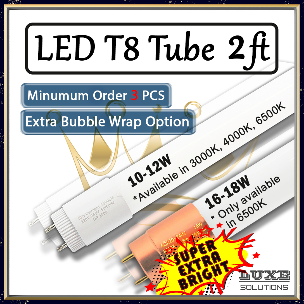 Extra Bright LED T8 Tube Kalimantang 2ft 2 Feet 10W-12W / 16W-18W ...