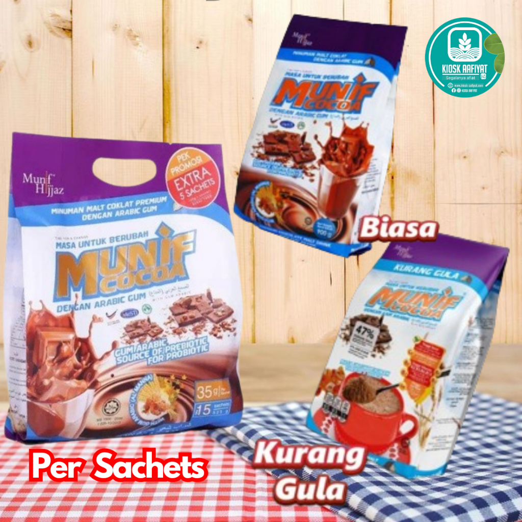 MUNIF COCOA DENGAN ARABIC GUM 900G/ MUNIF COCOA ARABIC GUM WITH 15 ...