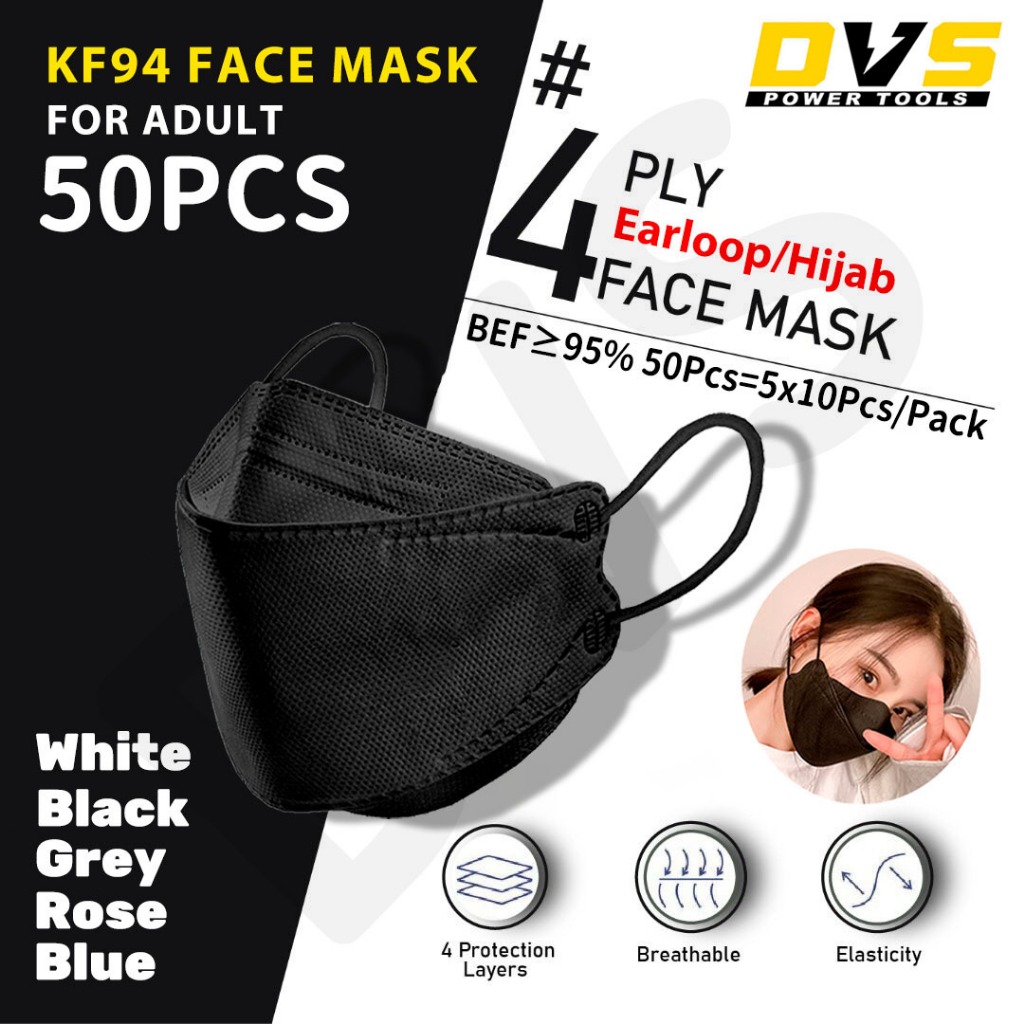 KF94 Face Mask 50PCS/5PACK 50Pcs 4ply for Adult Koean 3D mask face kf94 Protective mask成人口罩 ...