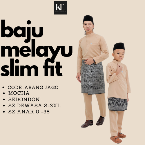 Brother Jago Baju Melayu Slim Fit Sedondon Father And Boy Mocha Cekak ...