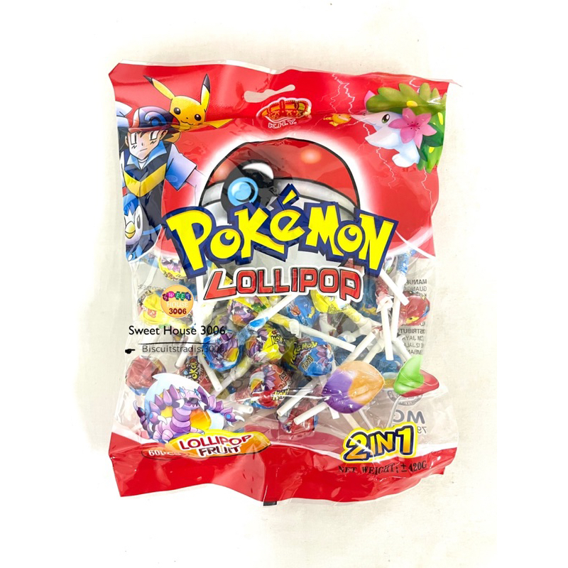 60’s Pokemon Lollipop Sweet Candy 2 in 1 Fruit Flavoured Childhood ...