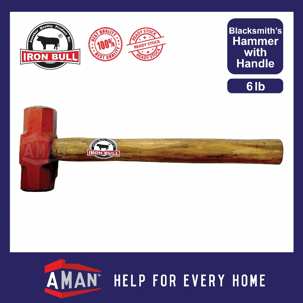 IRON BULL 6LB Blacksmith Hammer Sledge Hammer Sledgehammer Stoning ...
