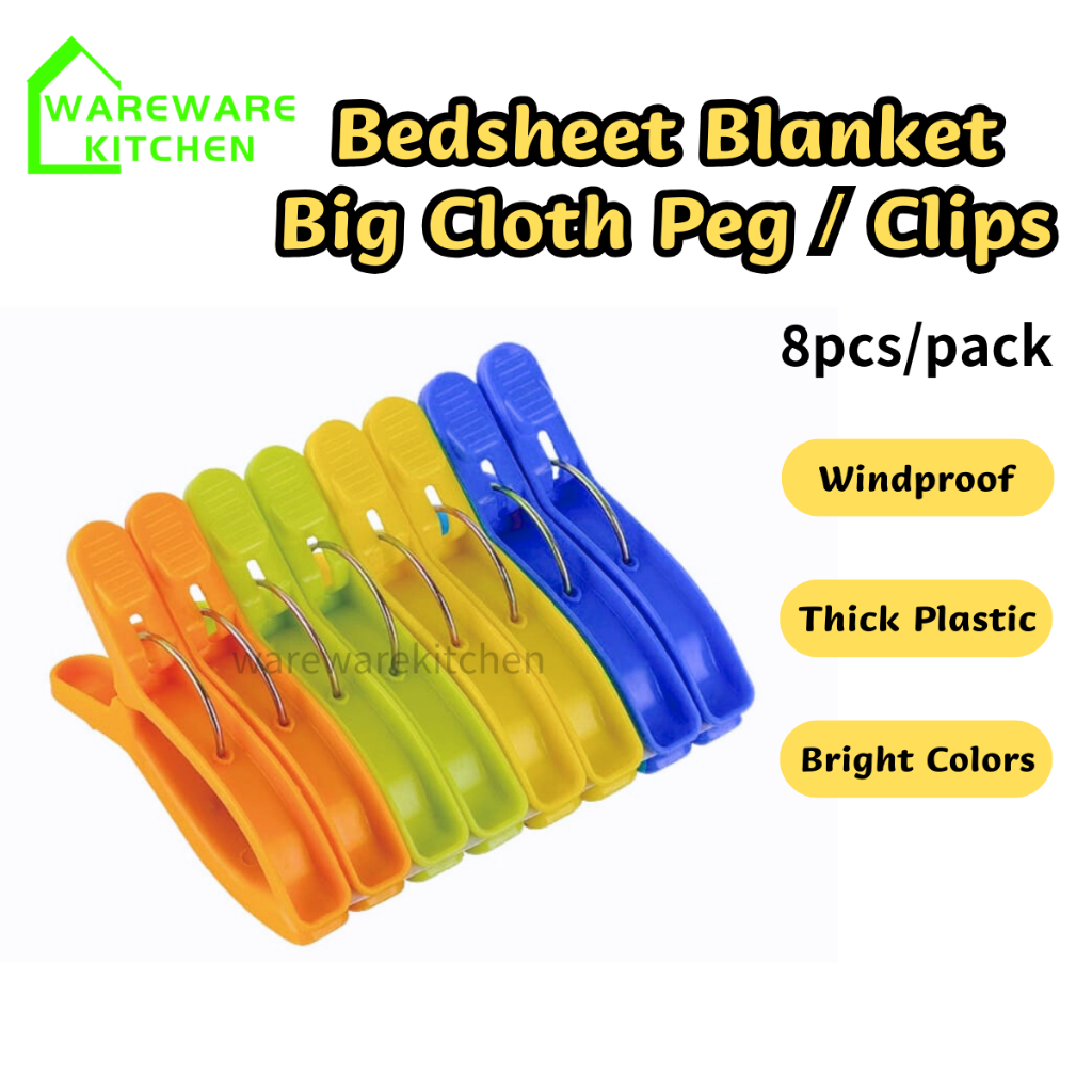 Big Clothes Peg 8Pcs Plastic Clothes Clip Clothspins Cloth Peg ...