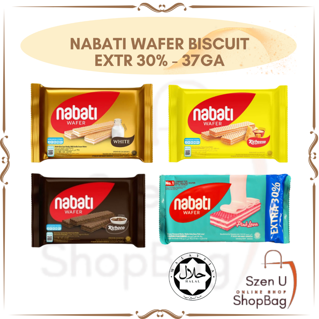 Nabati Wafer Biscuit Extra 30% - 37g (Flavor : Pink Lava / RichChoco ...