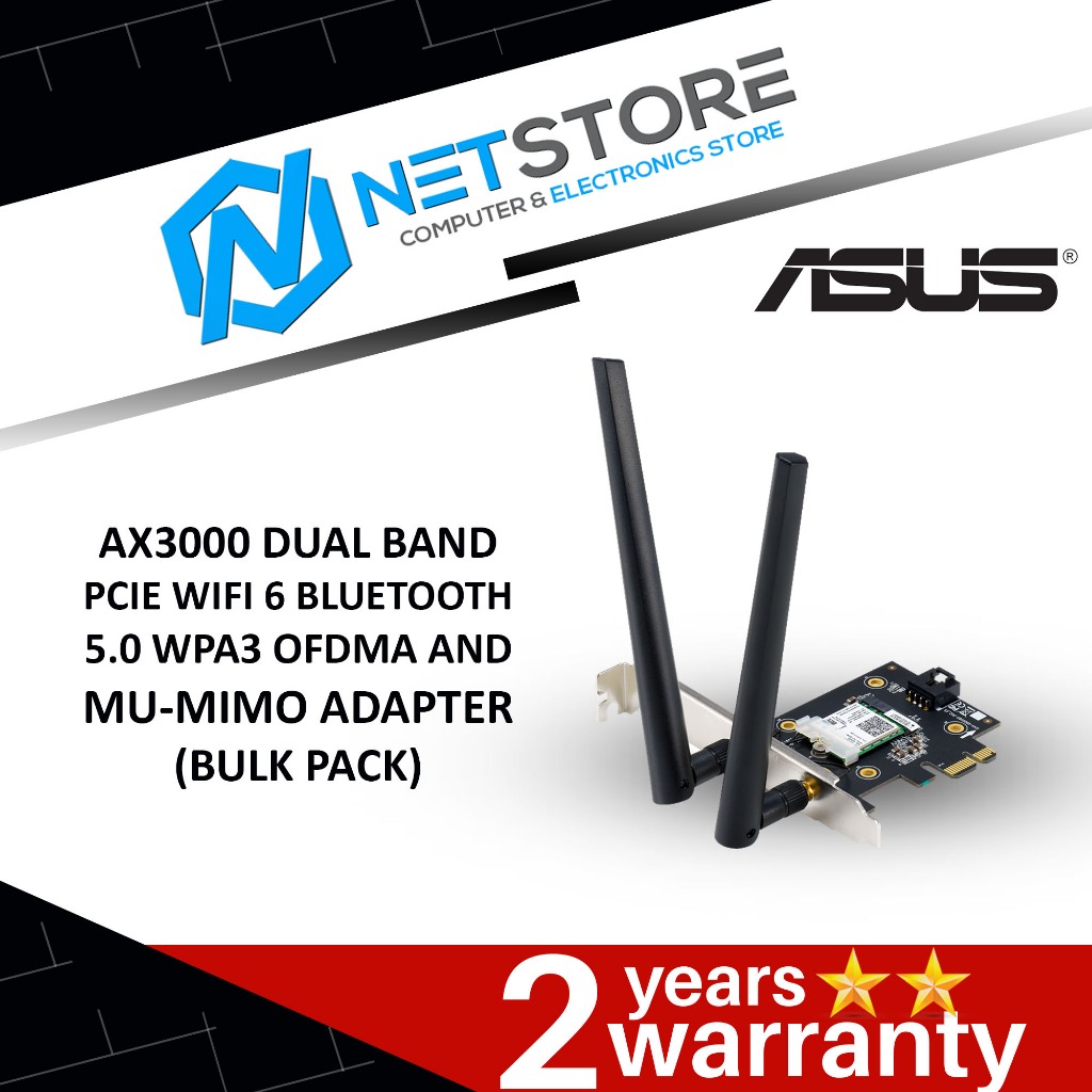 ASUS AX3000 DUAL BAND PCIE WIFI 6 BLUETOOTH 5.0 WPA3 OFDMA AND MU-MIMO ...
