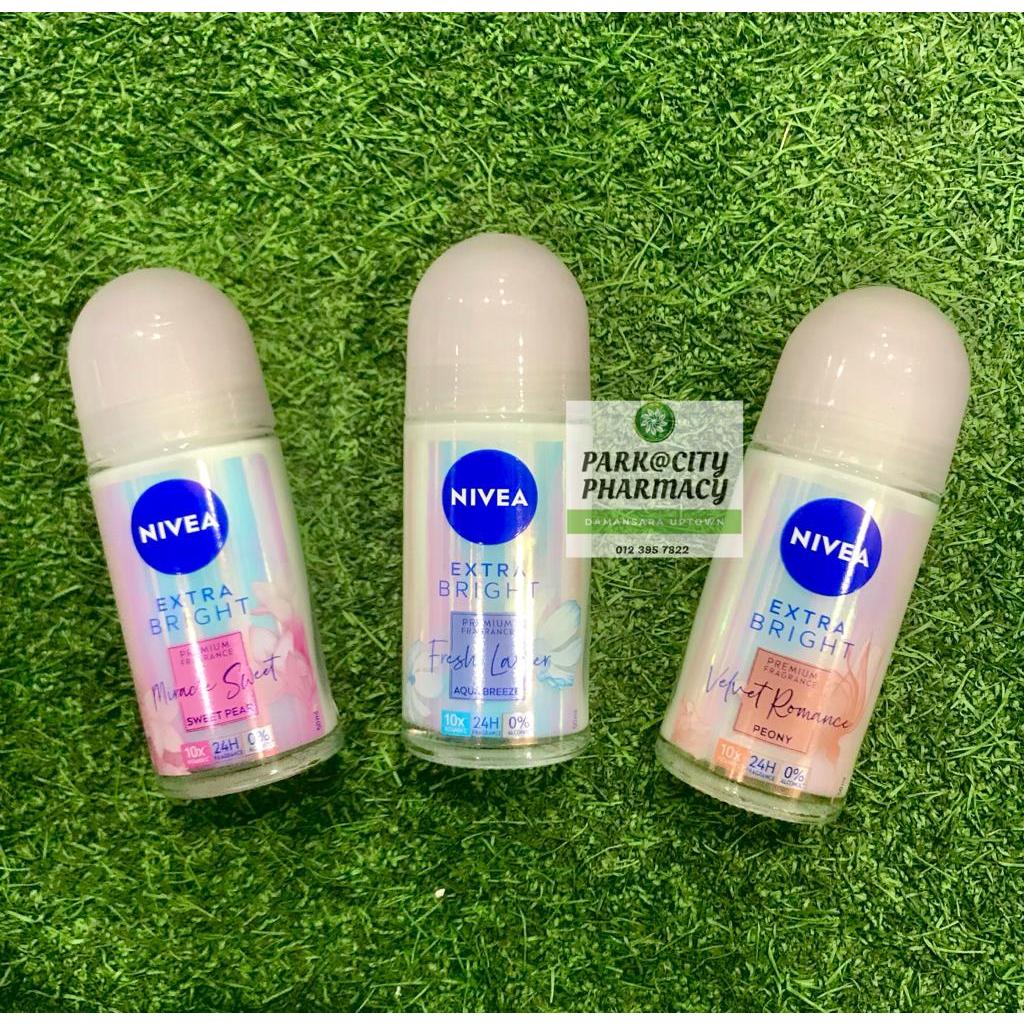 Nivea Female Deodorant Roll On Extra Bright 50 mL ( Miracle Sweet 029757 / Fresh Lavier 029733 ...