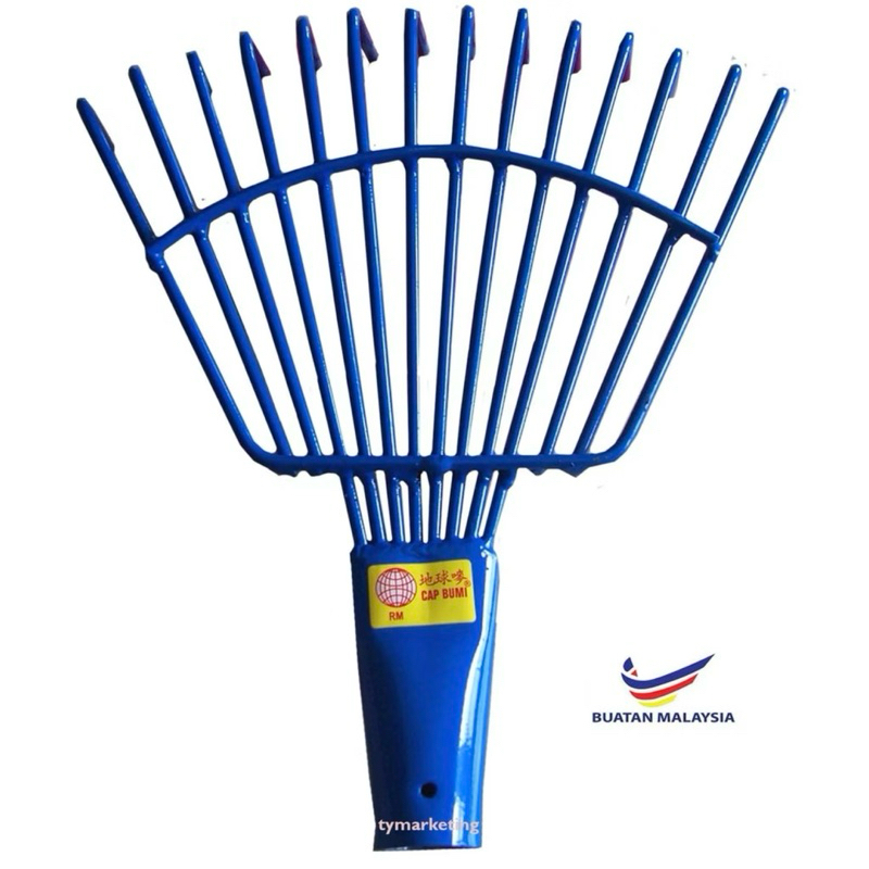 14T Blue Metal Rake Grass Rake Cakar Rumput Besi Tanah Cakar Rumput Oil ...