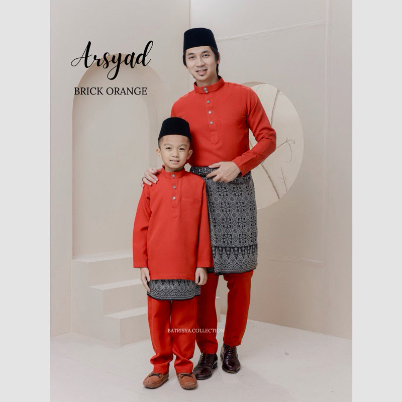 Brick ORANGE / ORANGE BRICK BAJU MALAY SLIM FIT SET FATHER AND SON ...