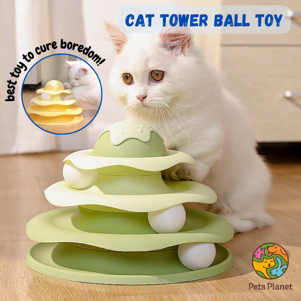 Cat Tower Ball Pet Four Layers | Turntable Round Track Toy | Kucing ...
