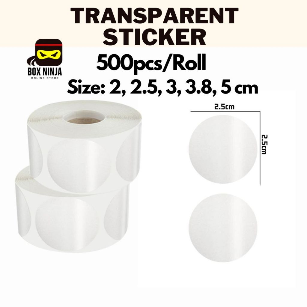 500pcs Transparent Round Sticker Tape PVC Adhesive Seal Label Stickers ...