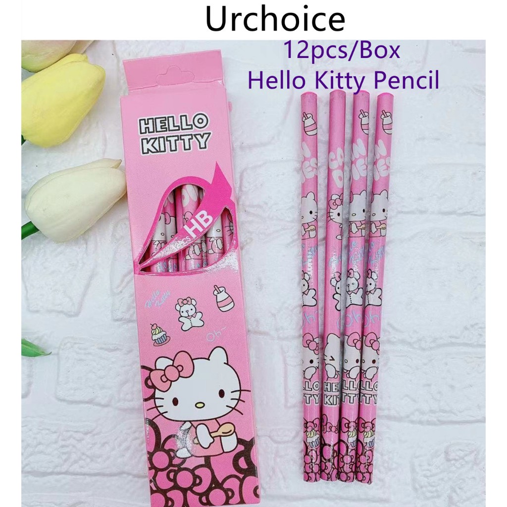 12pcs/Box Hello Kitty Pencil Student Hello Kitty Stationery School HB ...