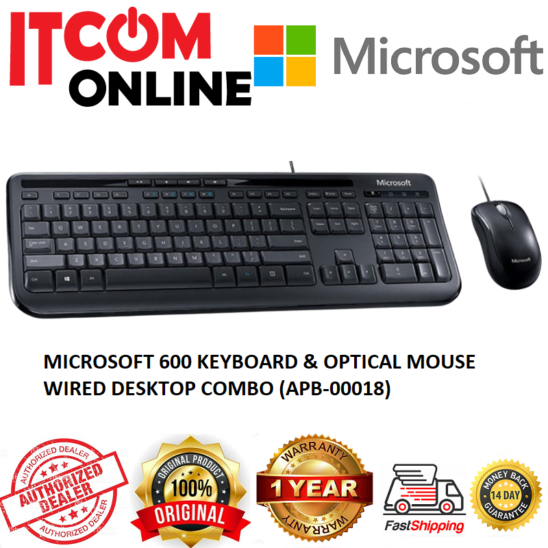 MICROSOFT 600 KEYBOARD & OPTICAL MOUSE WIRED DESKTOP COMBO (APB-00018 ...