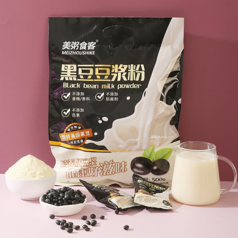 MEIZHOUSHIKE BLACK BEAN SOY MILK SACHET POWDER 500g 美粥食客黑豆豆浆粉独立小包装即食冲饮 ...