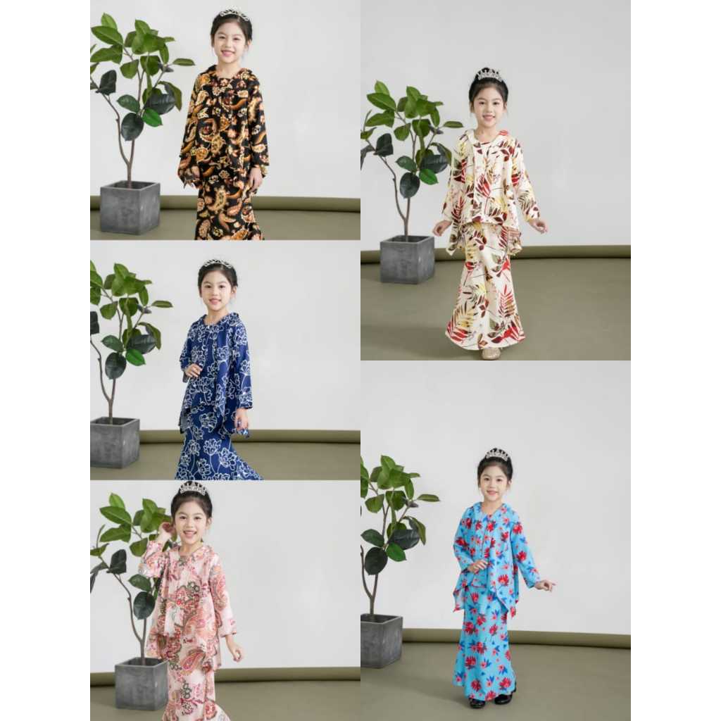 [New Arrival]1-12 YO Girls Kids Muslimah Baju Kebaya Modern Full Floral ...