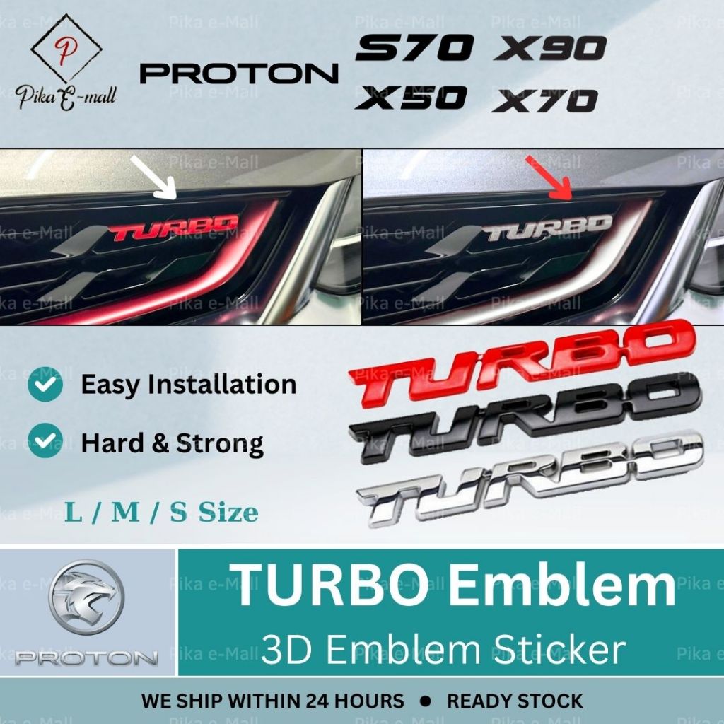 Proton TURBO Emblem Logo 3D Car Emblem Turbo Amblem Logo Sticker Kiri ...