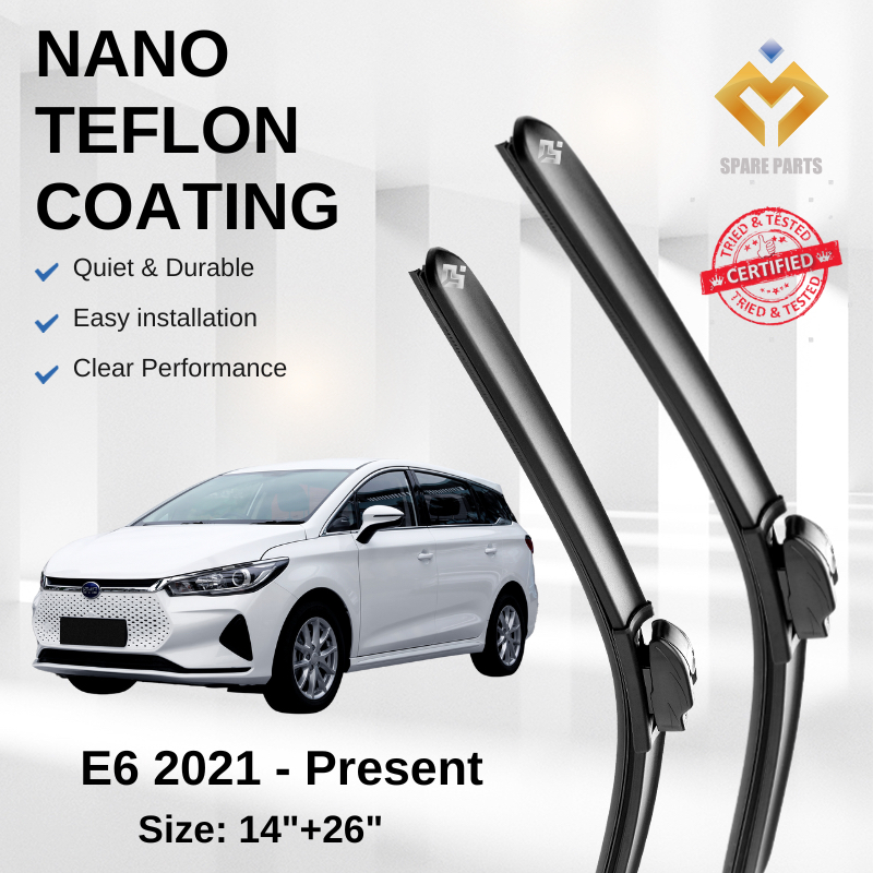 BYD E6 (2021-Present) Premium Japan Tech Car Wiper 14”+26” Type 01 Clip ...