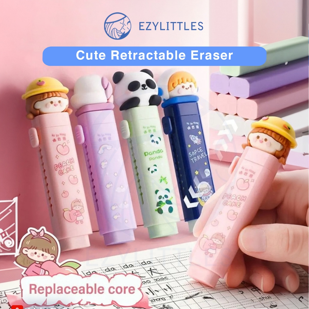 EZYLITTLES Cute Retractable Eraser Replaceable Rubber Refill Core ...