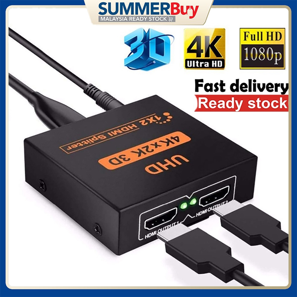 1 In 2 Out 1 In 4 Out HDMI Splitter Amplifier 1080P 4K Dual Display ...