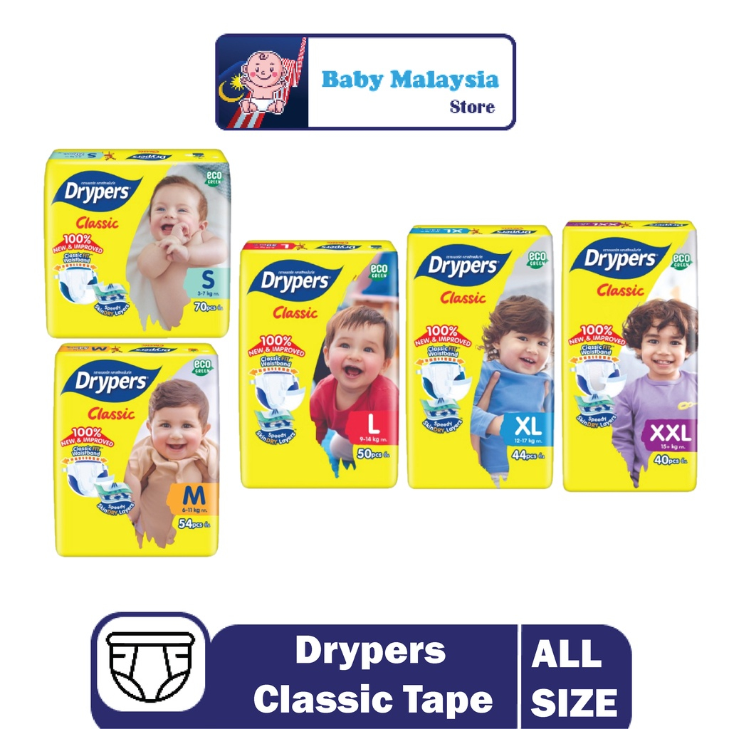 Drypers Classic Family Diapers - ALL SIZE | Shopee Singapore