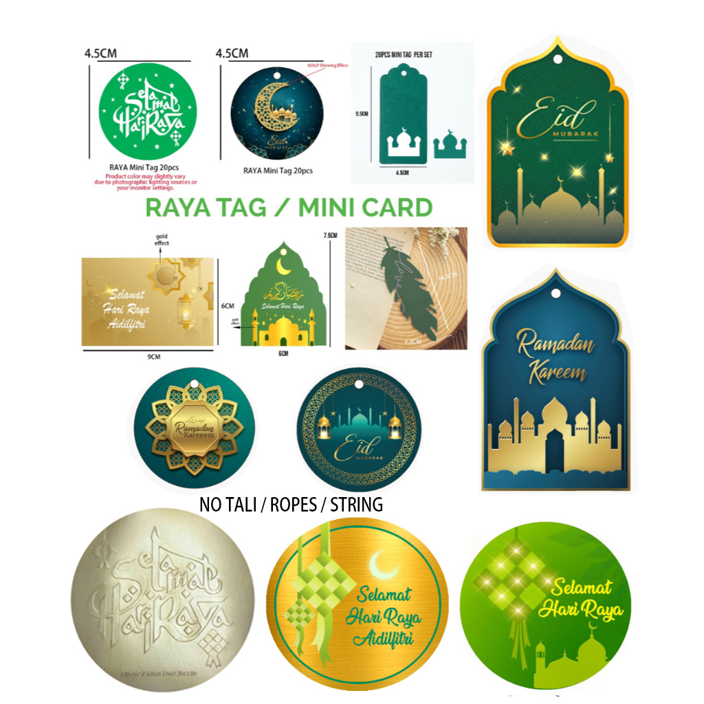 RAYA Mini card Greeting Cards RAYA Card Label Tags RAYA tag HARI RAYA TAG ramadan tag sticker ...