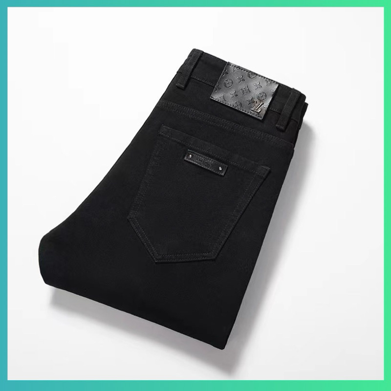 256 Men Super Black Lvs Stretchable Slim Straight Jeans Long Pants Jean ...