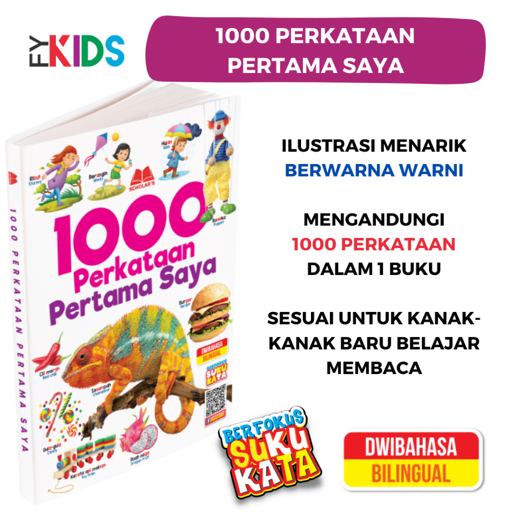 SAYA Fykids - MY FIRST 1000 WORDS - Illustrated Dictionary - Syllables ...