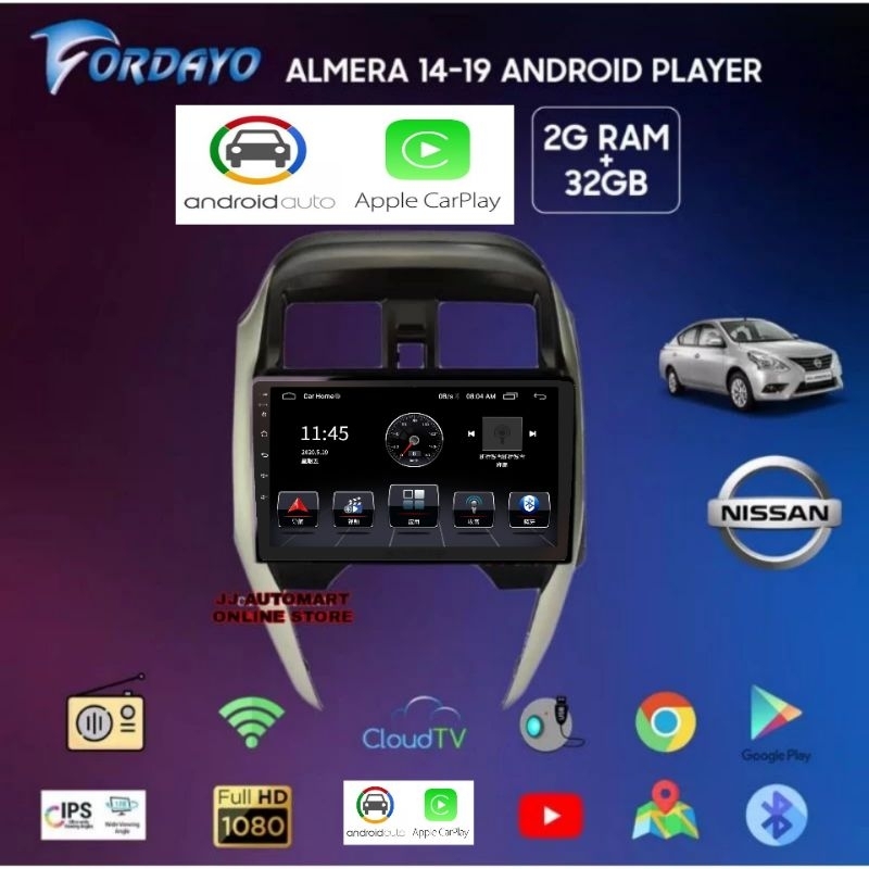 fordayo Nissan almera 2014 - 2019 9 Inch car android player with casing ...